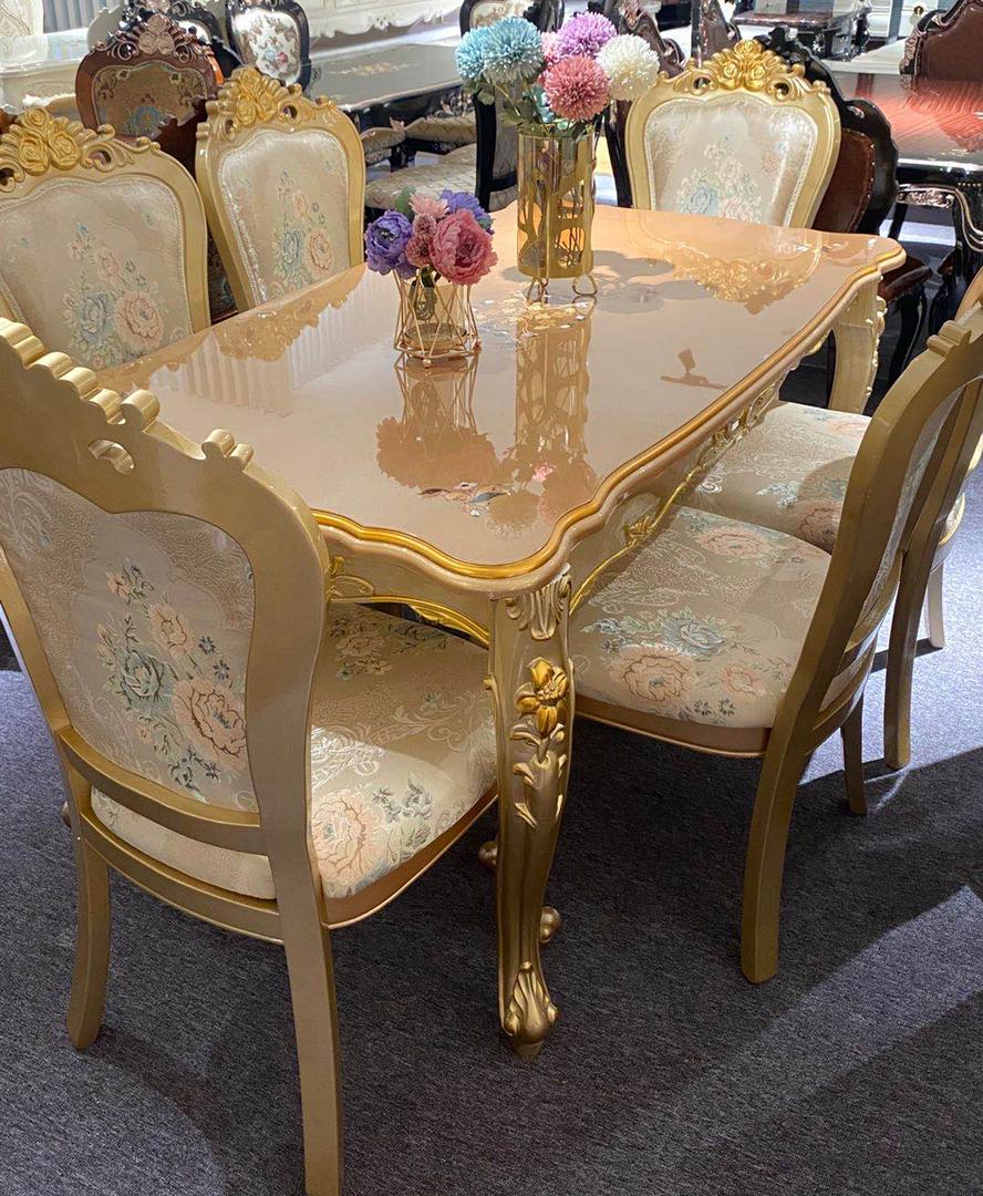 Royal Dining Table Design Black Gold Dining Set | Modern Turkish